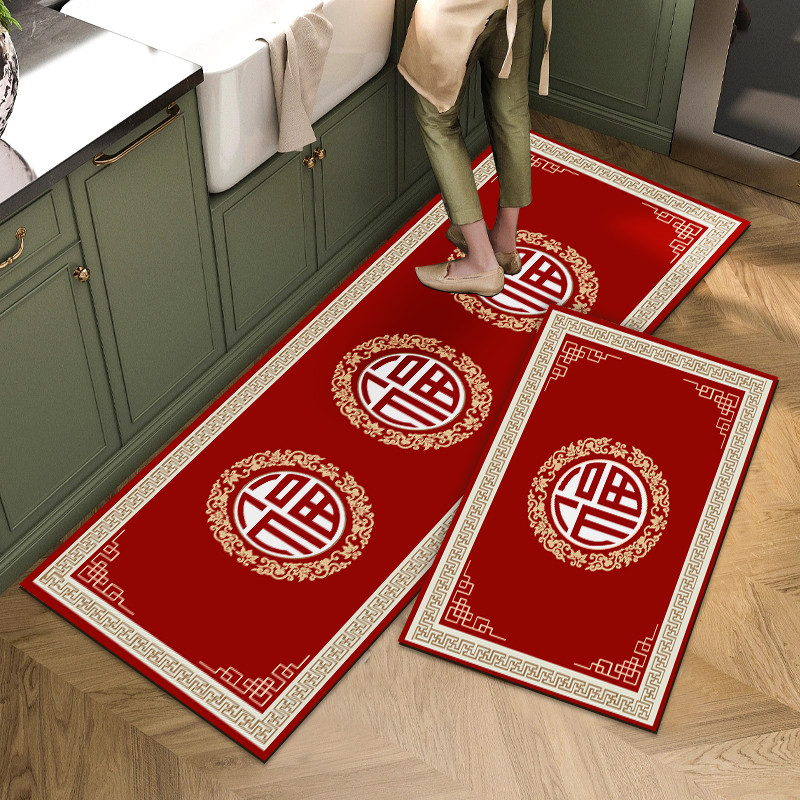 New Year Carpet Anti-slip Kitchen Mat Chinese Entrance Door Mats Home ...
