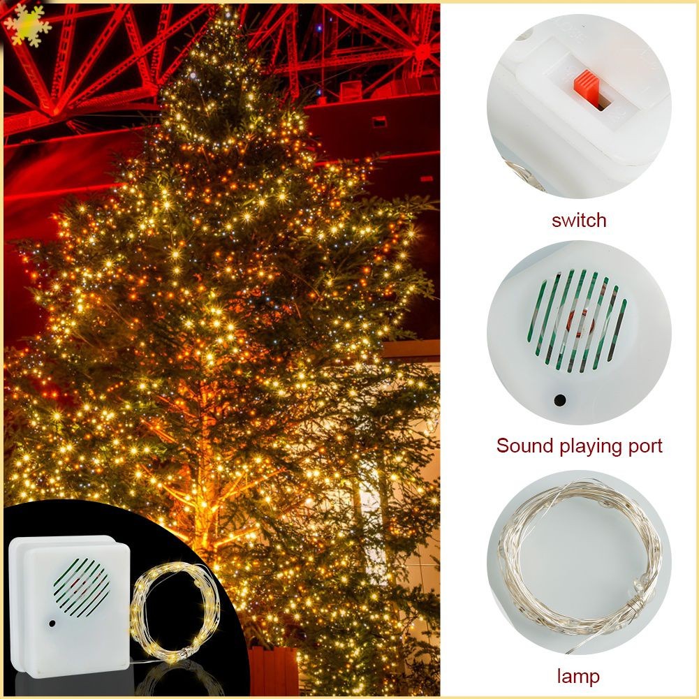Christmas Sound Sensor Music Speaker 3m/9.8ft String Lights Decorative ...