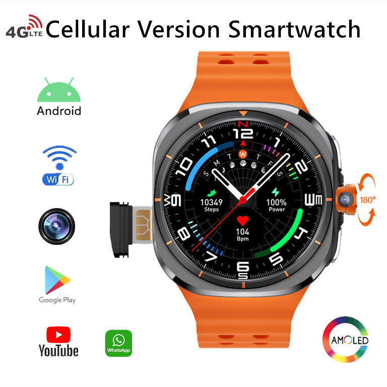 AMOLED Cellular Version Watch BW Ultra Smart Watch SIM Card And WiFi 4G Android Smartwatch ...