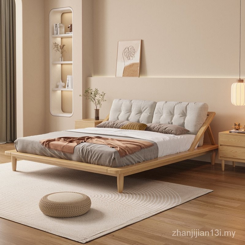 Solid Wood Bed 1.5m Modern Simple Nordic Japanese Style Cream Style ...