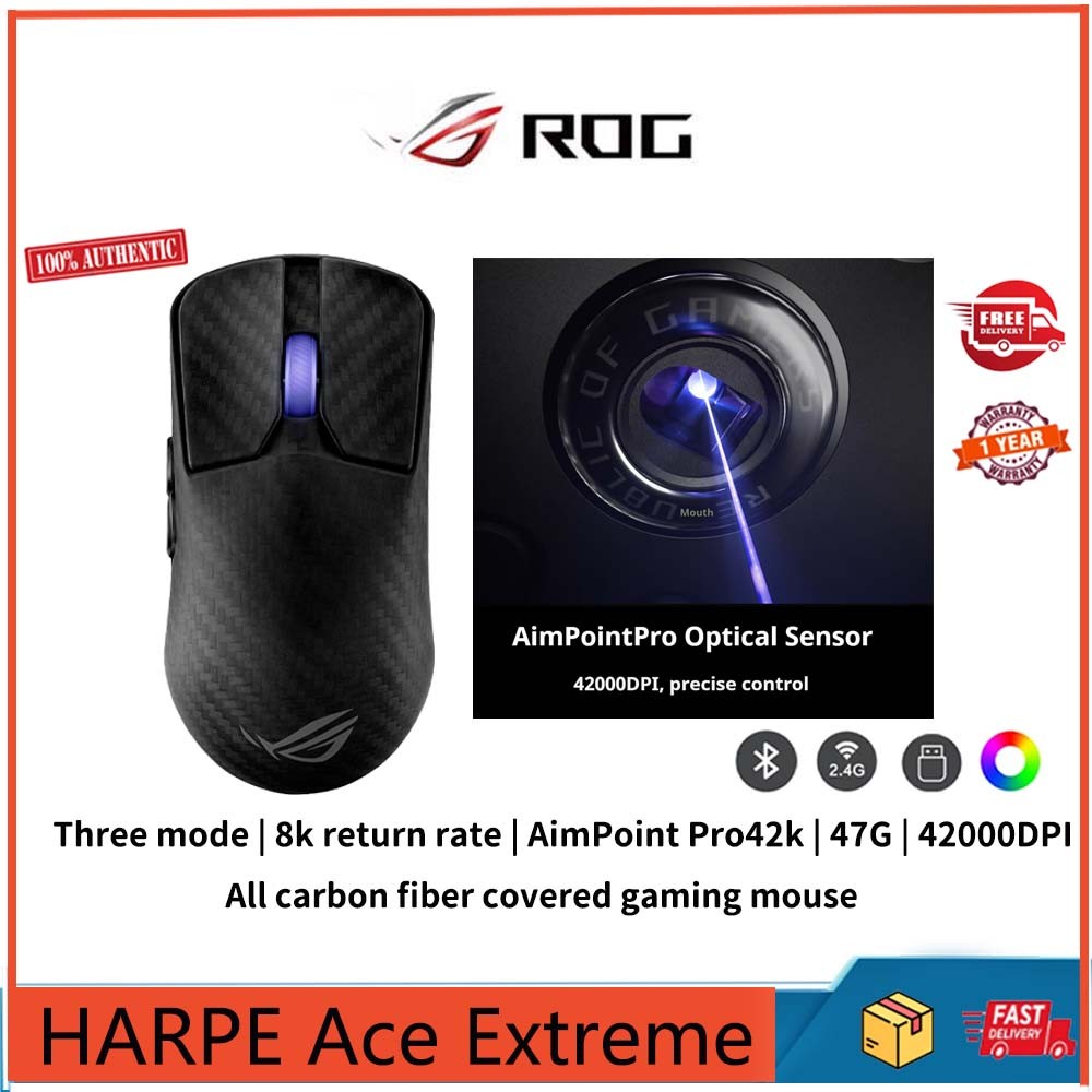 ROG HARPE Ace Extreme three mode carbon fiber wireless video game mouse ...
