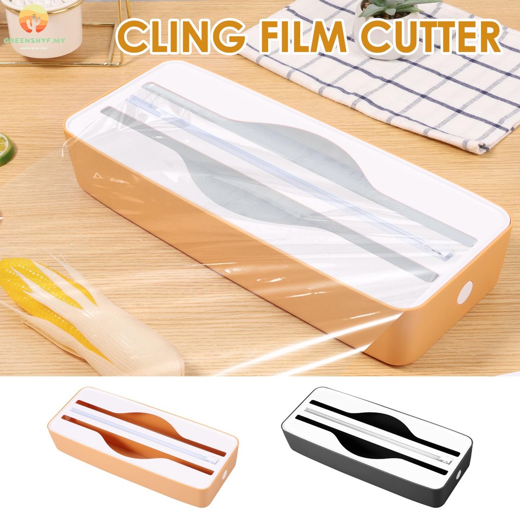 2 in 1 Plastic Wrap Dispenser with Suction Cup Double Slot Cling Film ...