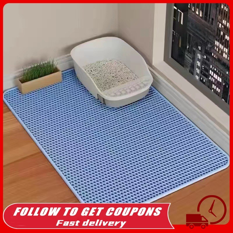 🔥Big😺 Cat Litter Mat Double Layer Cat Litter Carpet Cat Trapping Mat ...