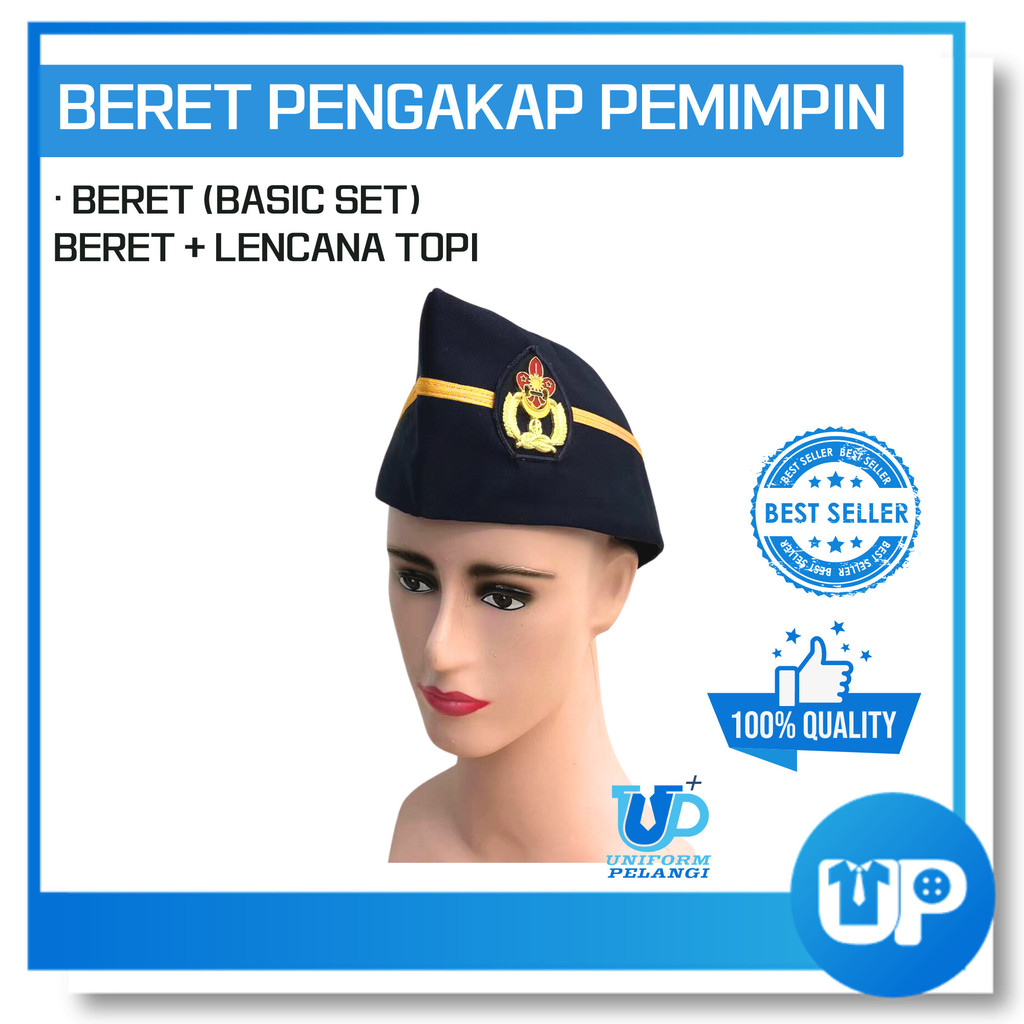 Topi Pengakap Pemimpin pita kuning Scouts Forage cap yellow line kelana ...
