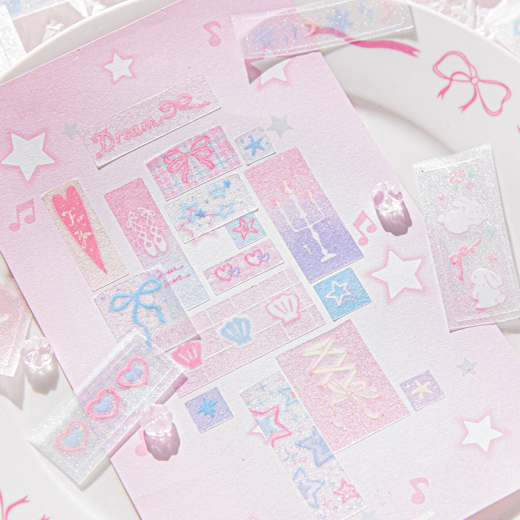 Glitter sand PET die-cutting tape Picking a pocket of stars series of ...