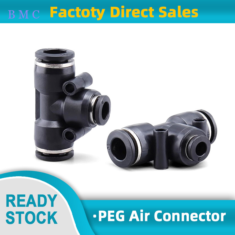 3-way Quick Connector Push-in Type Trachea Quick Plug Connector T-Type Tee Reducer Suitable for ...