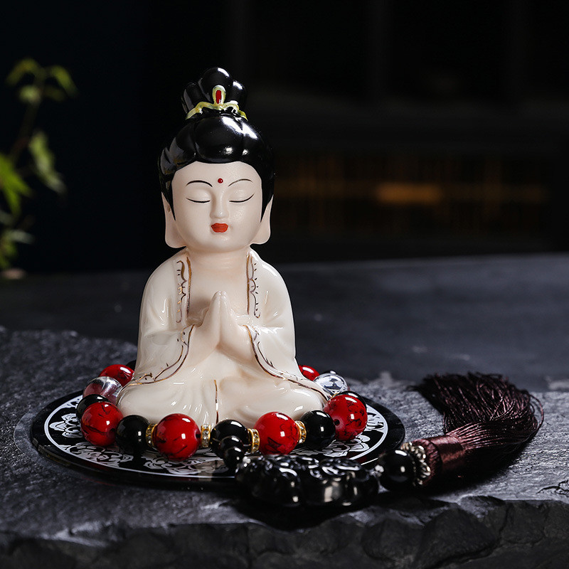 Chinese Zen Ceramic Guanyin Car Decorations Crafts Home Living Room ...
