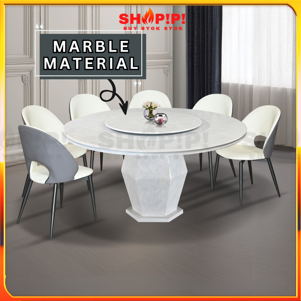 (Free Installation)Shopipi Round Full Marble Dining Table Meja Batu ...