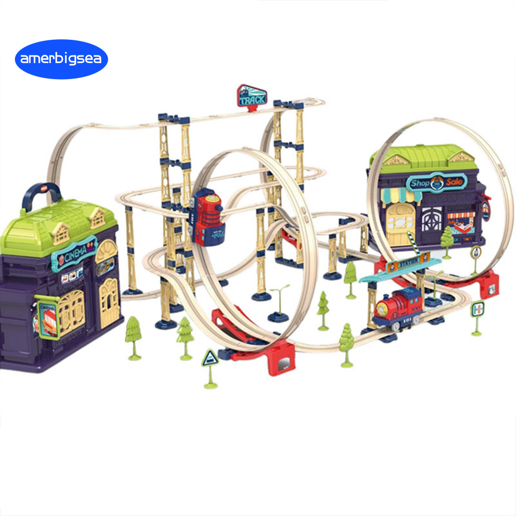 Amerbigseam Train Track System Kit Train Track Building Set Electric ...