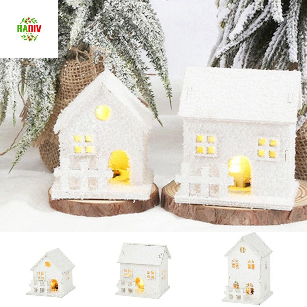 RADIV Christmas LED Light Wooden House, White Luminous Glowing Castle ...