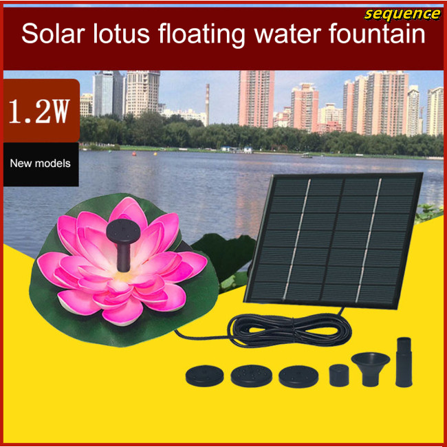 Se Solar Water Fountain With Lotus Leaf Solar With 6 Different Nozzles ...