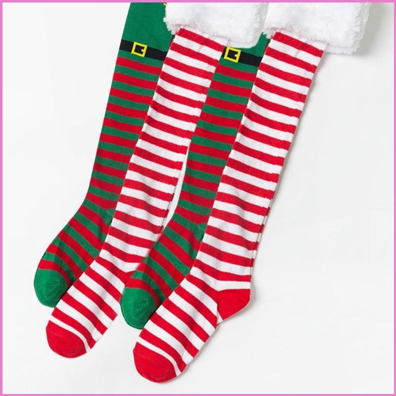 Royal Christmas Celebration Elf Boot Striped Thigh Stockings Festival ...