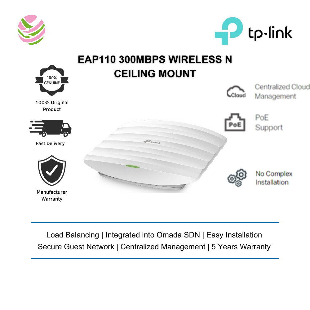 TP-Link Access Point Omada EAP110 300Mbps Wireless N Ceiling Mount ...