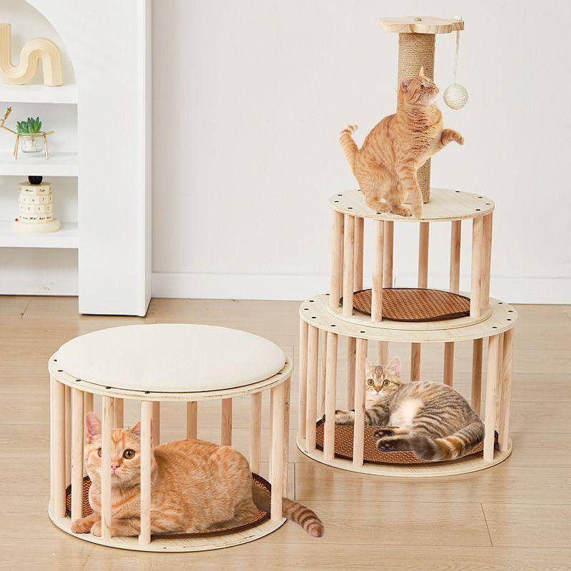 Solid Wood Cat Litter Stool Four Seasons Universal Summer Kennel Free ...