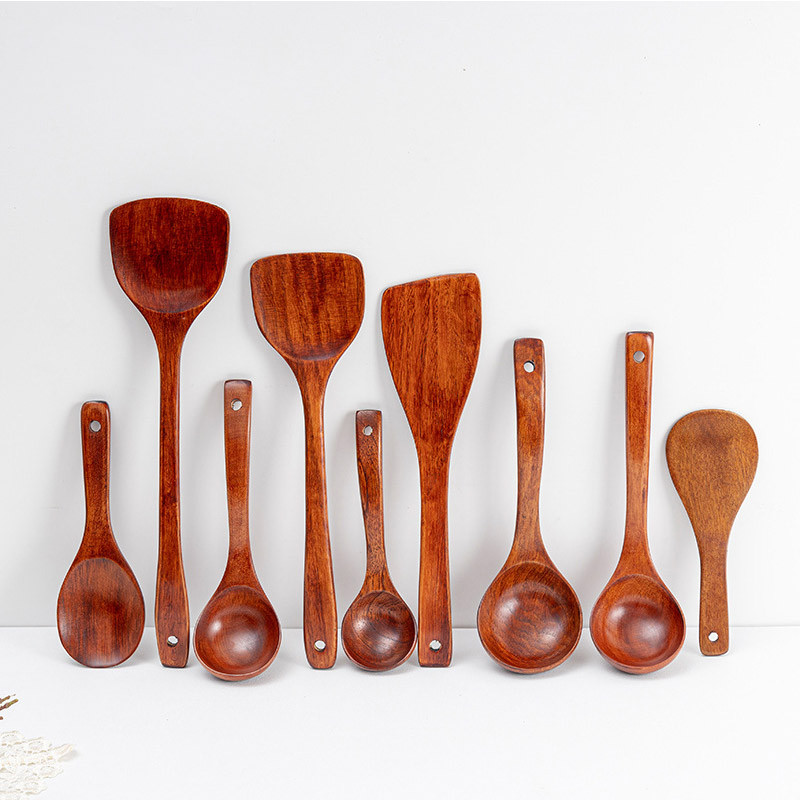 Wooden Kitchen Utensils Set, Wooden Spoons Natural Spurtle Set for Non ...