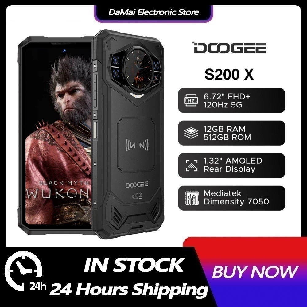 DOOGEE S200 X 5G 12GB 512GB Rugged Phone MTK Dimensity 7050 10100mAh ...