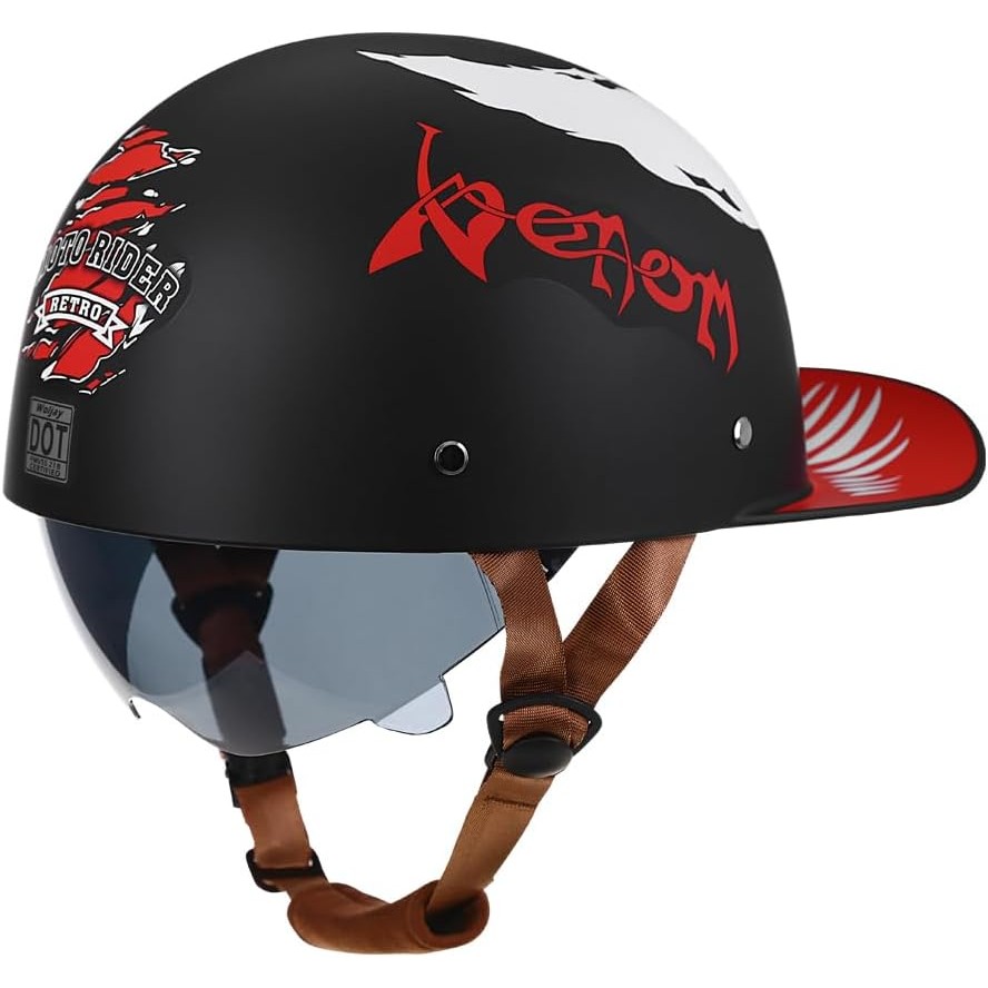 Vintage Retro Open Face Motorcycle Helmet Baseball Cap Half Helmets ...