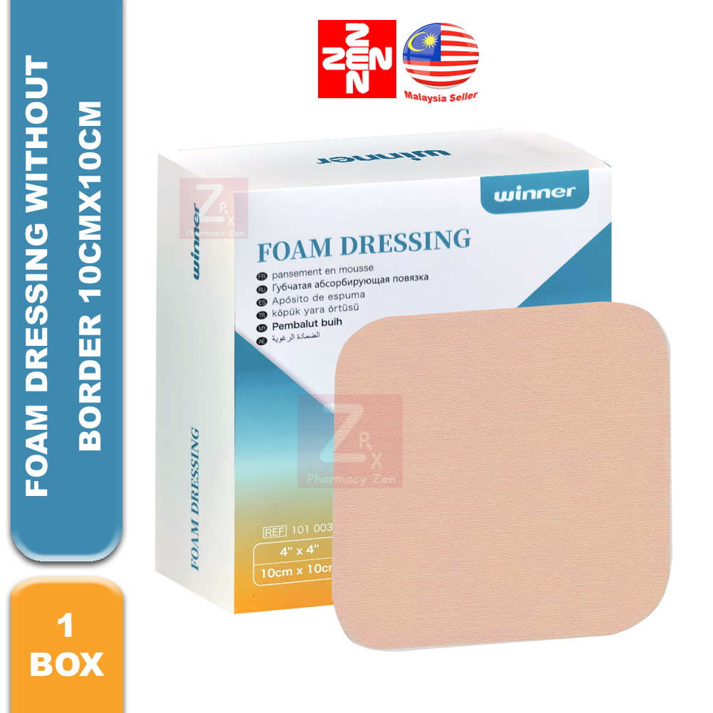 [1 BOX] Winner Foam Dressing Without Border 10cmx10cm (10pc/box ...