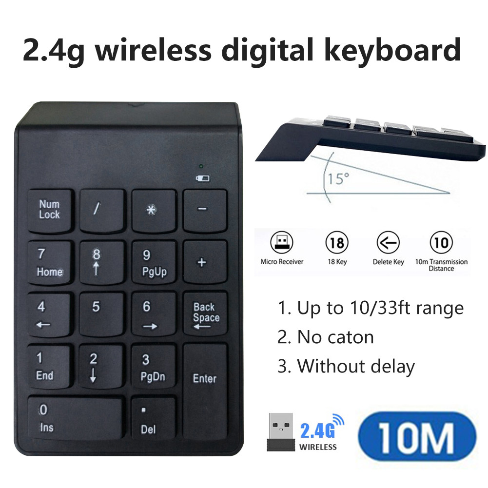 2.4GHz Mini Wireless Number Keyboard 18 Keys Digital Keyboard Portable ...
