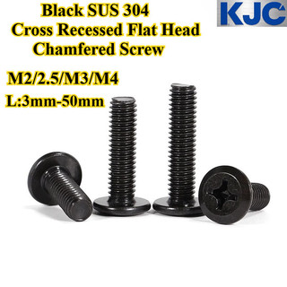 [KJC-SZDB] Black SUS304, Cross Flat Head Chamfer Screw M2/2.5/M3/M4 ...