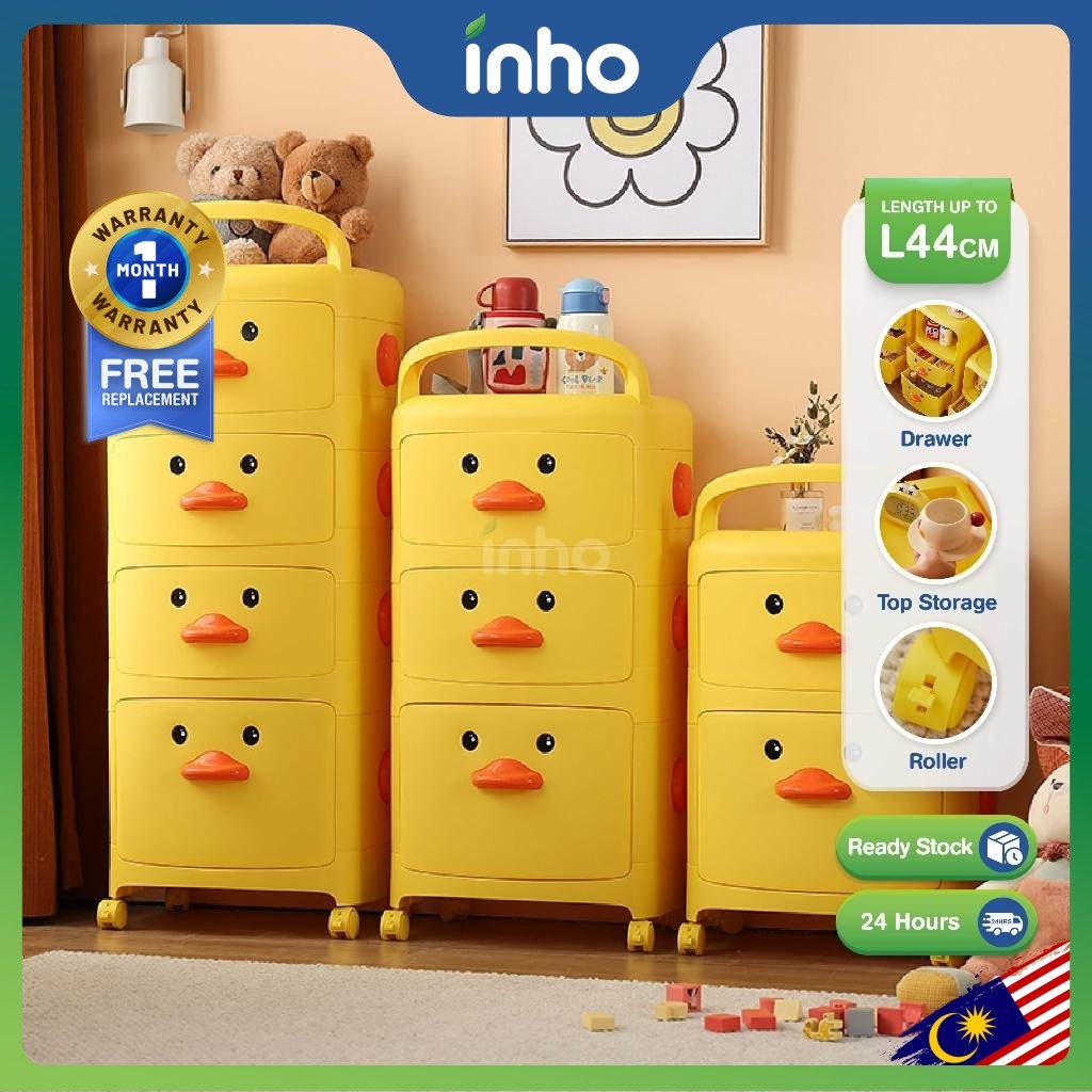INHO 2/3/4 Layers Cute Duck Drawer Storage Cabinet Toy Storage ...