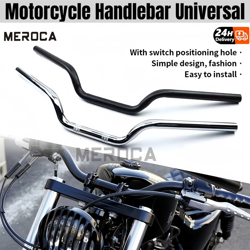 22MM Universal Motorcycle Refit Handlebar Retro Black Modified Handle ...