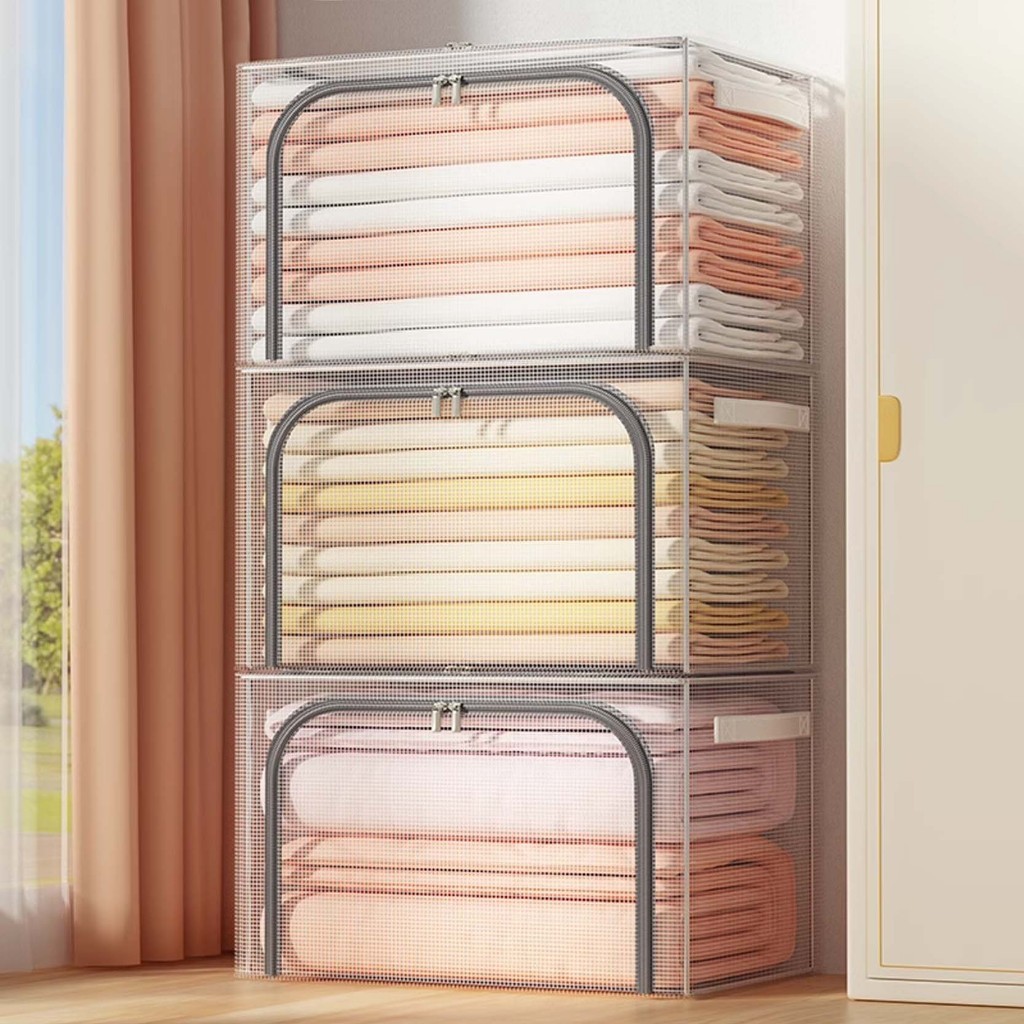 Kotak Simpanan Baju Lutsinar (24L/66L/100L) | 收纳箱 PVC 可折叠透明衣物箱 | KL Ready Stock Clothes Storage ...