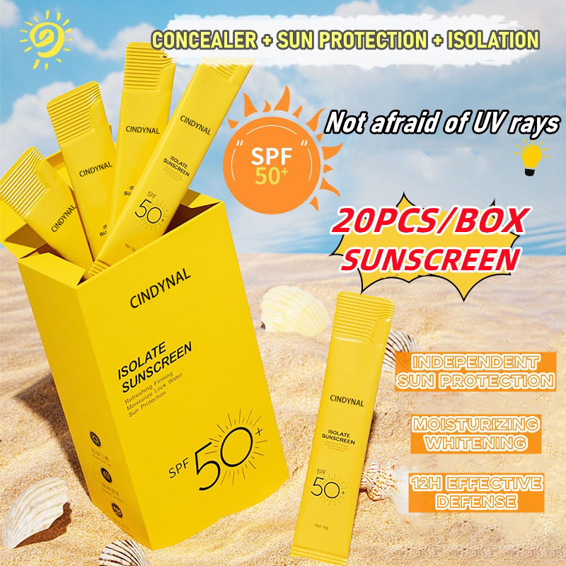 [20PCS/box] Sunscreen Spf 50+ Suncream Face Body Sunblock Cream UV ...