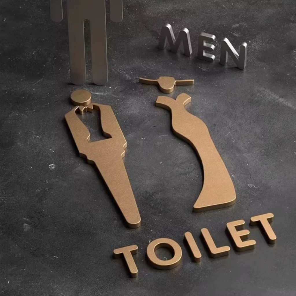 Elegant 3D Acrylic Arrow Toilet Sign - Chic Bathroom Door Plate for ...