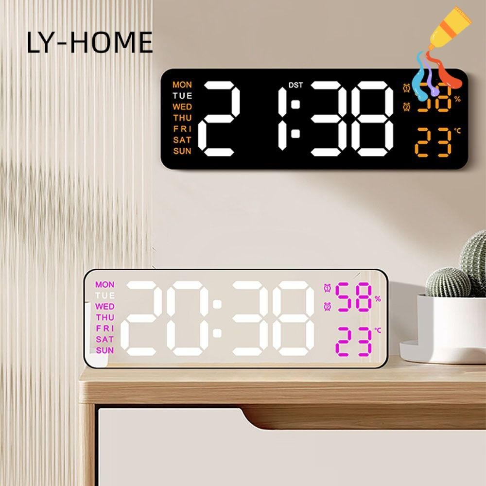 LY-HOME Digital LED Clocks, Date Wall-mounted Electronic Wall Clock ...