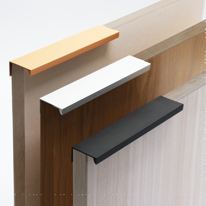 Modern simple black silver orange gold hidden cabinet handle stainless ...