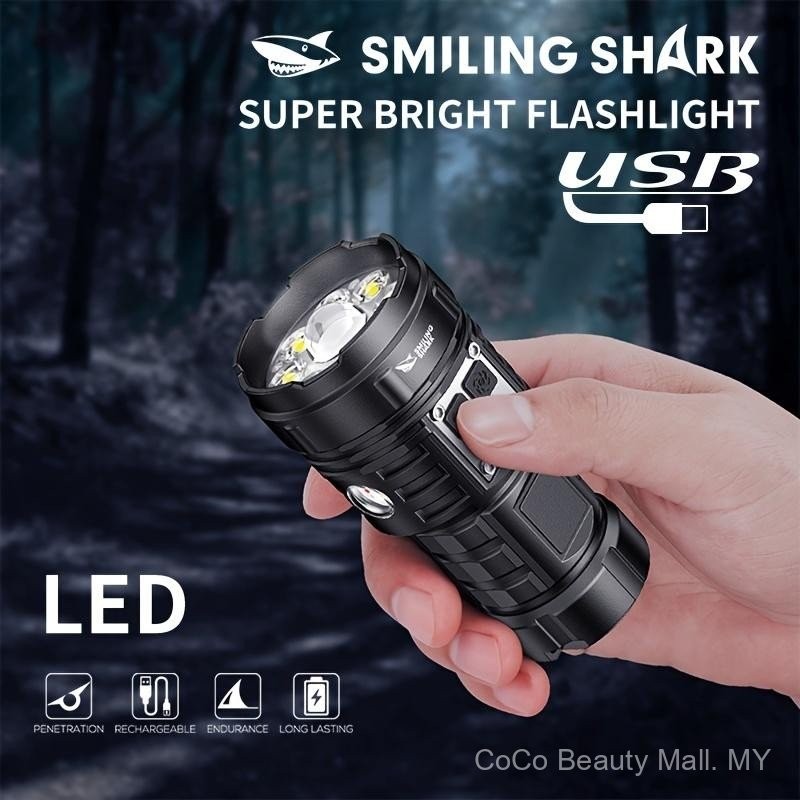 SMILINGSHARK Lampu Suluh LED Kuasa Tinggi USB Boleh Dicas Semula Rasuk ...