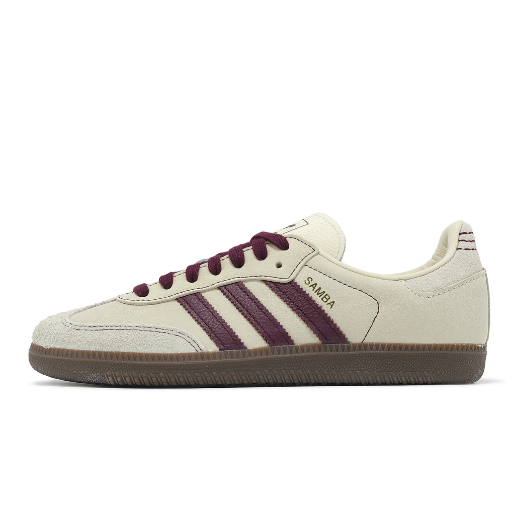 adidas Casual Shoes Samba OG W Women's Men's Beige Wine Red Rubber Sole ...