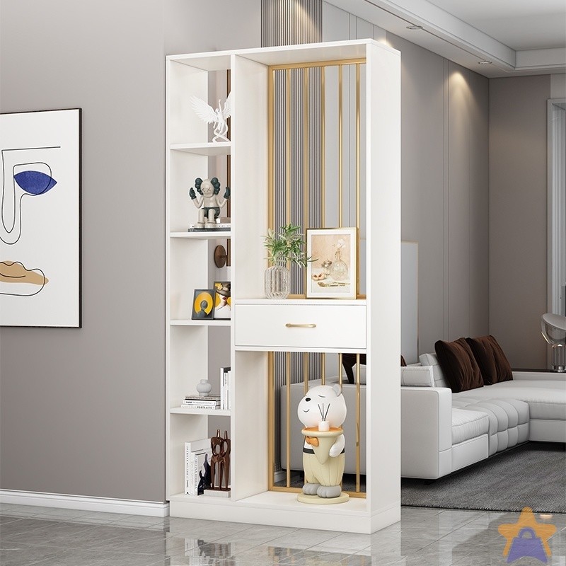 Partition cabinet solid wood screen partition wall with shelf bar ...