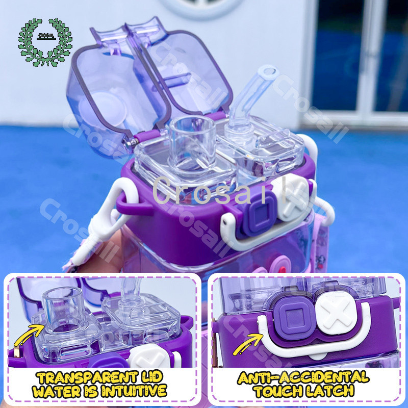 【Ready Stock】570/800ML Labubu Water Bottle Botol Air Kids Straw Bpa Free Botol Transparent ...