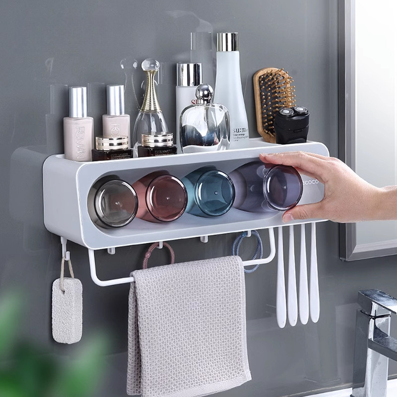 Toothbrush Rack Perforation-Free Mouthwash Cup Toothbrush Cup Wall ...