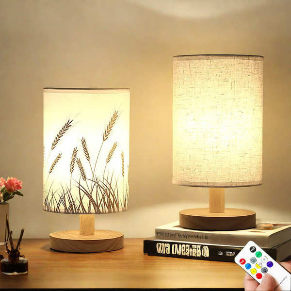 lampu meja table lamp Lampu meja penutup kain kayu Nordic kini dalam ...