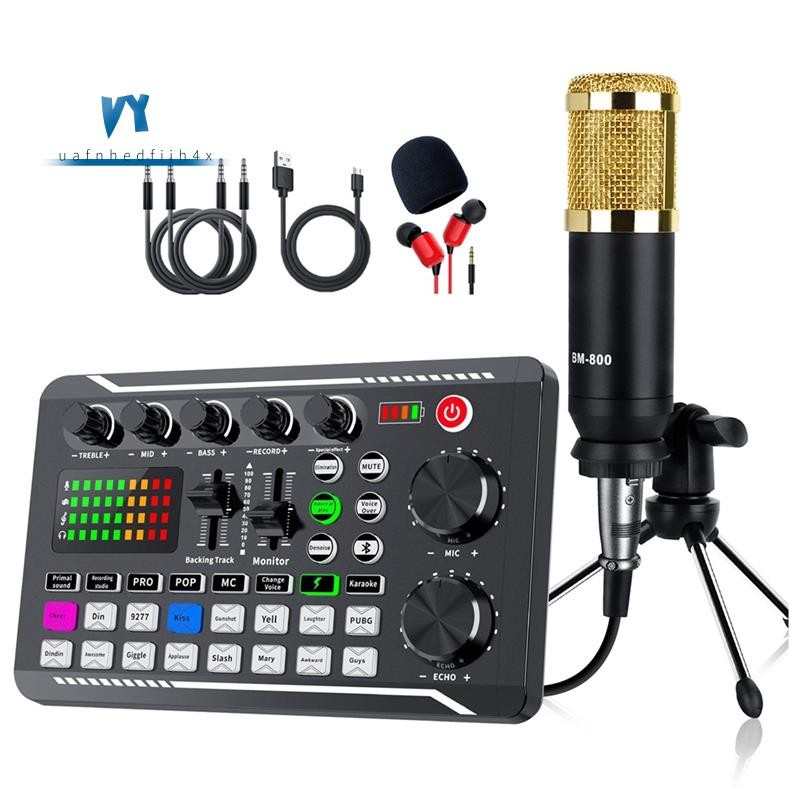 Portable Sound Card Kit PC Condenser Microphone Set Live Sound Card ...