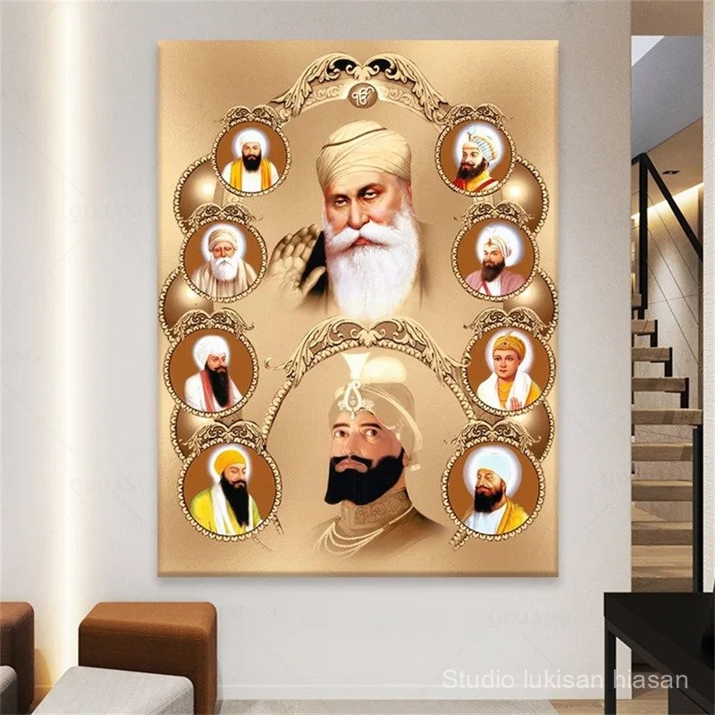 The only pictures of ten Sikh masters canvas print religious poster and ...