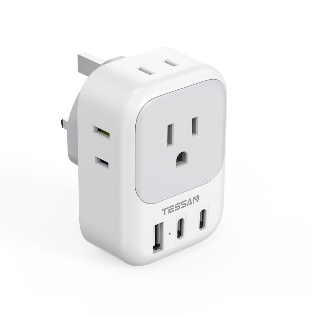 TESSAN Universal Travel Adapter with BF Plug Type and Type-C Ports for ...