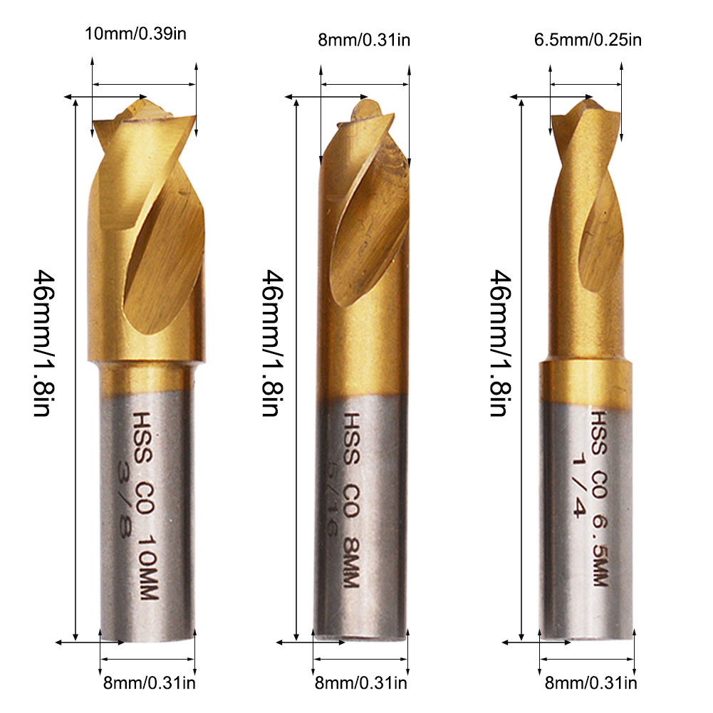 LF# 6.5/8/10mm Titanium Plating Sawtooth Point Countersink Bit Spotweld ...