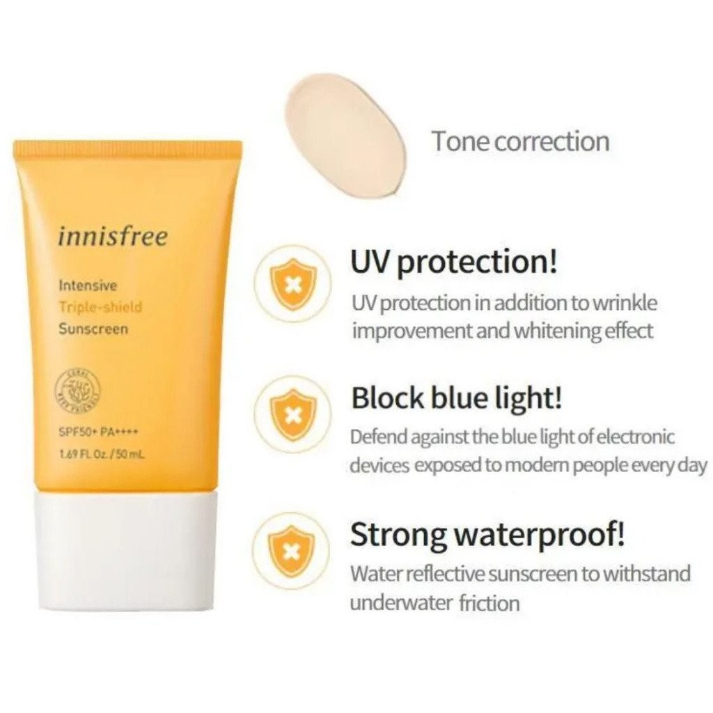 Innisfree Intensive Triple Shield Sunscreen SPF 50+ PA+++ 50ml (reduces appearance of wrinkles ...