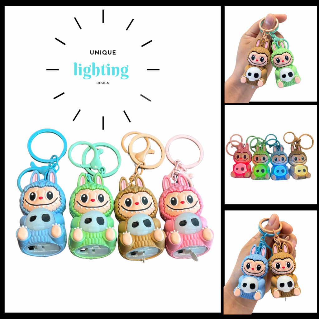 UISN K03 Labubu POP MART keychain, hold the light, turn on the light ...