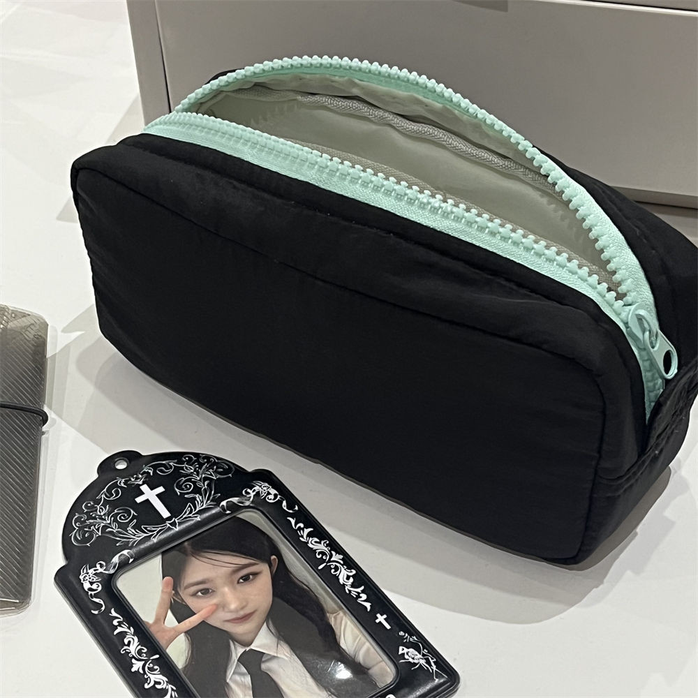Midnight Black Square Pencil Case High-End Simple Japanese Solid Color ...