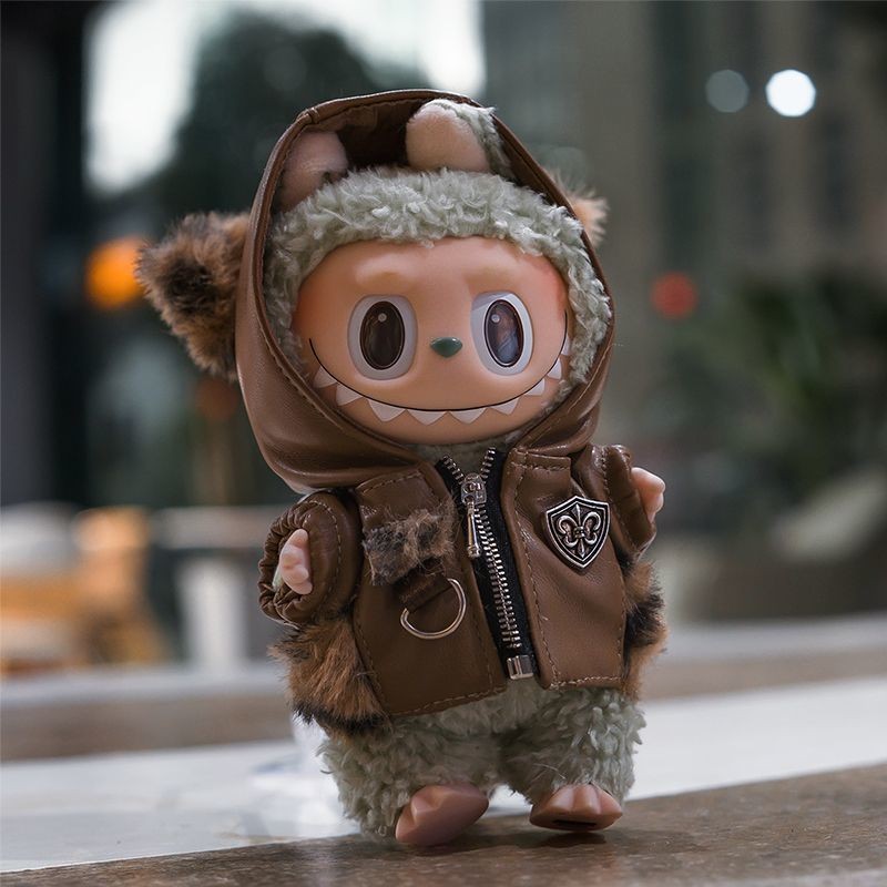 10cm/17cm Doll labubu Clothes Punk Cool Handsome Little Leather Jacket ...