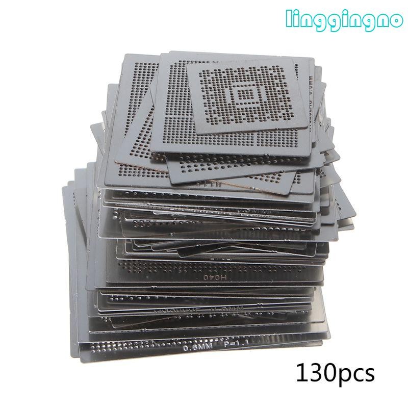 RR 130Pcs BGA Reballing Stencils BGA Universal Reballing Rework Net Stencils Steel Template Mesh ...