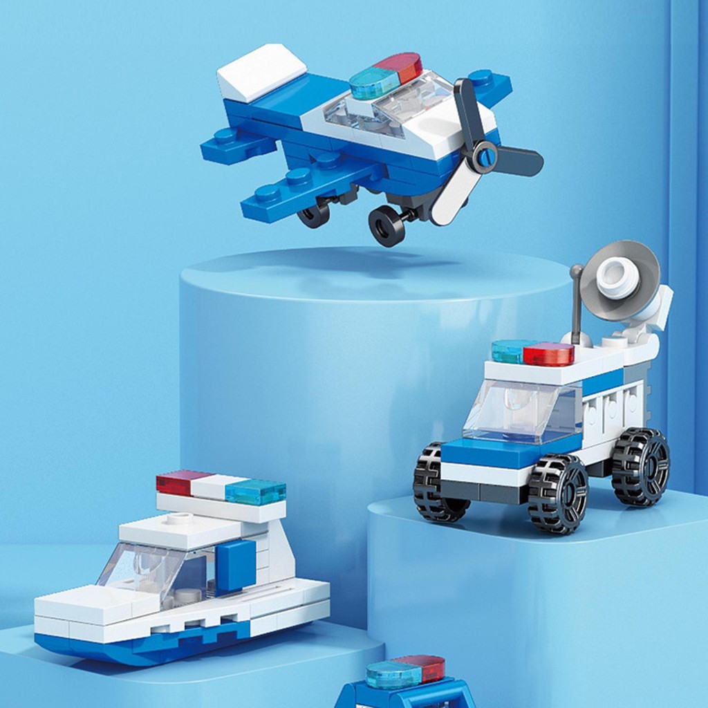 Police Car Building Blocks Toddler Police Car Building Bricks Puzzle ...