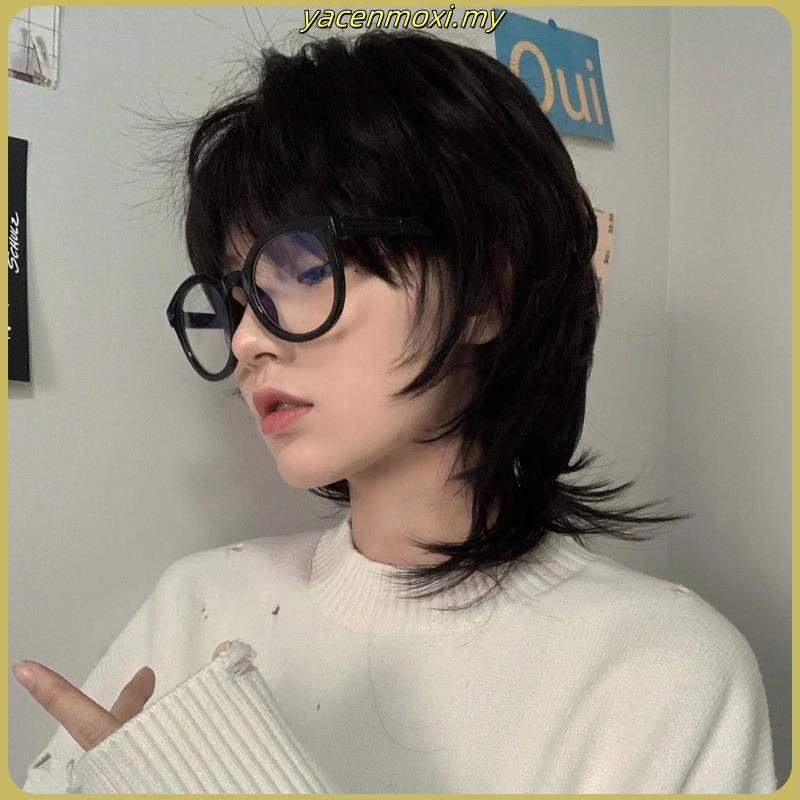 Wolf-tailed wig male mullet head Korean realistic Super A cool handsome ...