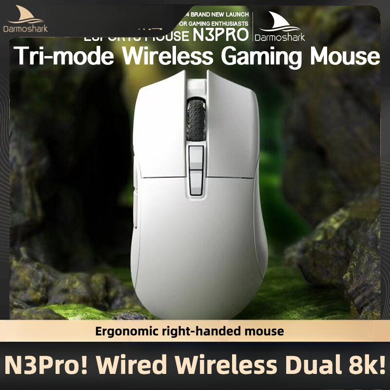 Darmoshark N3PRO Lightweight Wired Wireless Dual 8k Tri Mode Bluetooth 2.4g Gaming Mouse ...