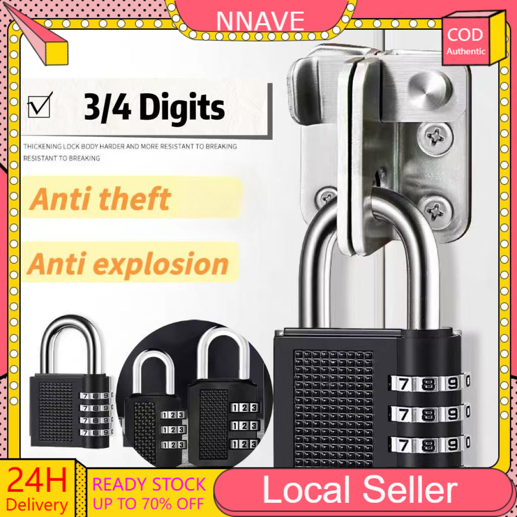 3-4 Digits Code lock outdoor waterproof padlock suitcase luggage code ...